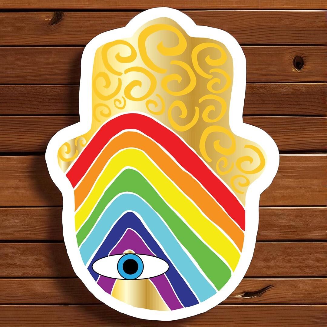Rainbow Hamsa Hand Sticker: Water-resistant Nature Protection Art - Etsy