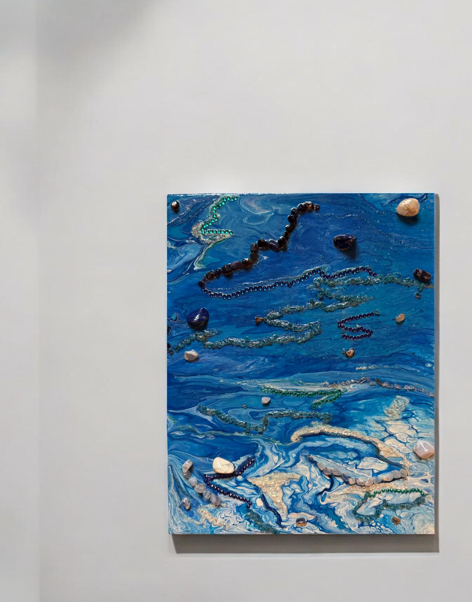 Ocean Currents Acrylic Pour Painting, Blue Water Artwork, Ocean Current ...