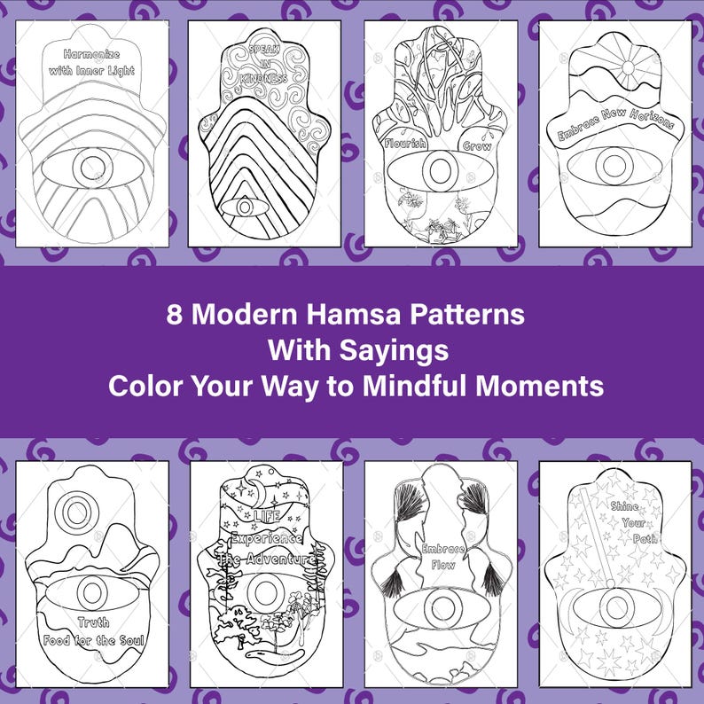 20 Modern Hamsa Hand Coloring Pages. Spiritual Hamsa Designs . Hamsa ...