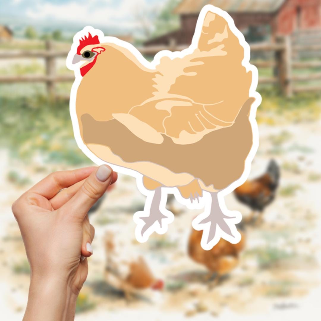 Goldie Buff Orpington Hen Sticker: Farmhouse Cottagecore Decor . Water ...
