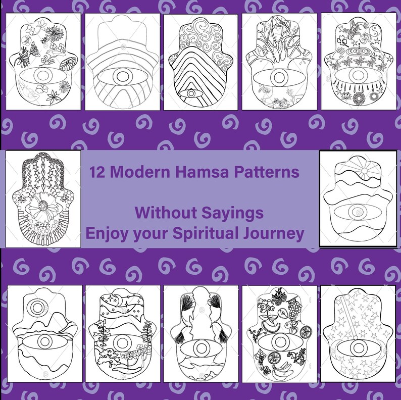 Modern Hamsa Hand Coloring Pages: Boho Spiritual Designs (digital ...