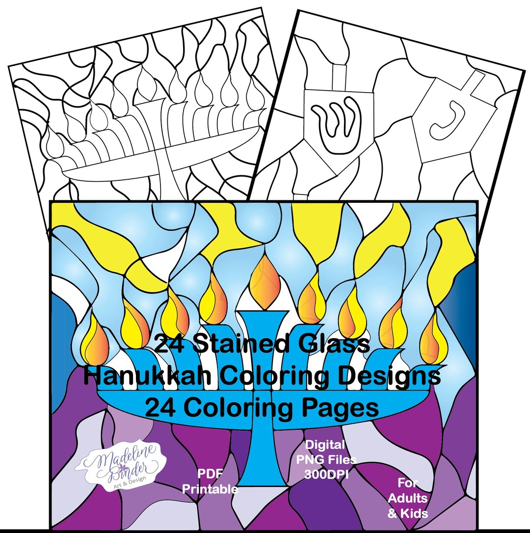 Stained Glass Hanukkah Coloring Pages: Boho Mandala Designs (PDF & PNG ...