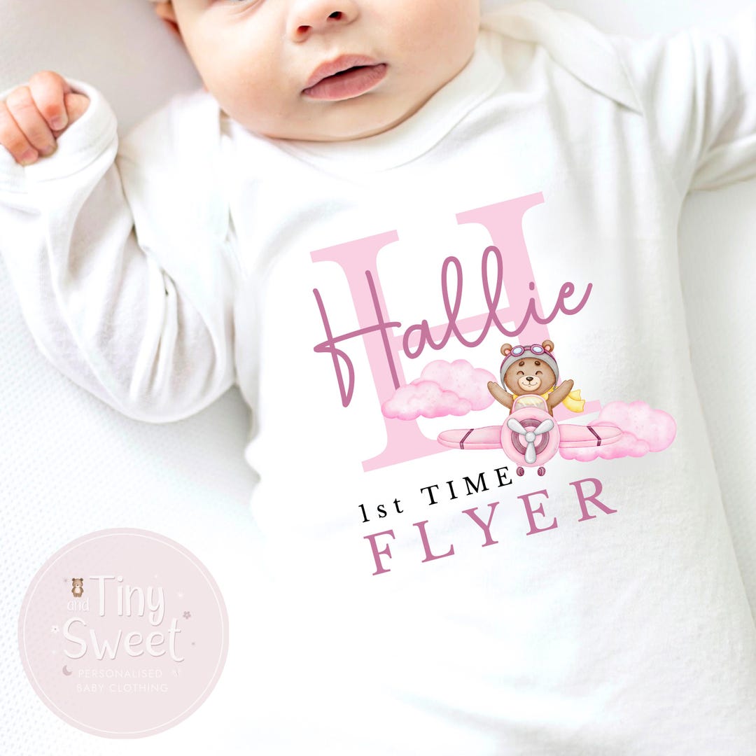 Personalised My First Flight Outfit , T-shirt, Vest or Sleepsuit, Baby ...