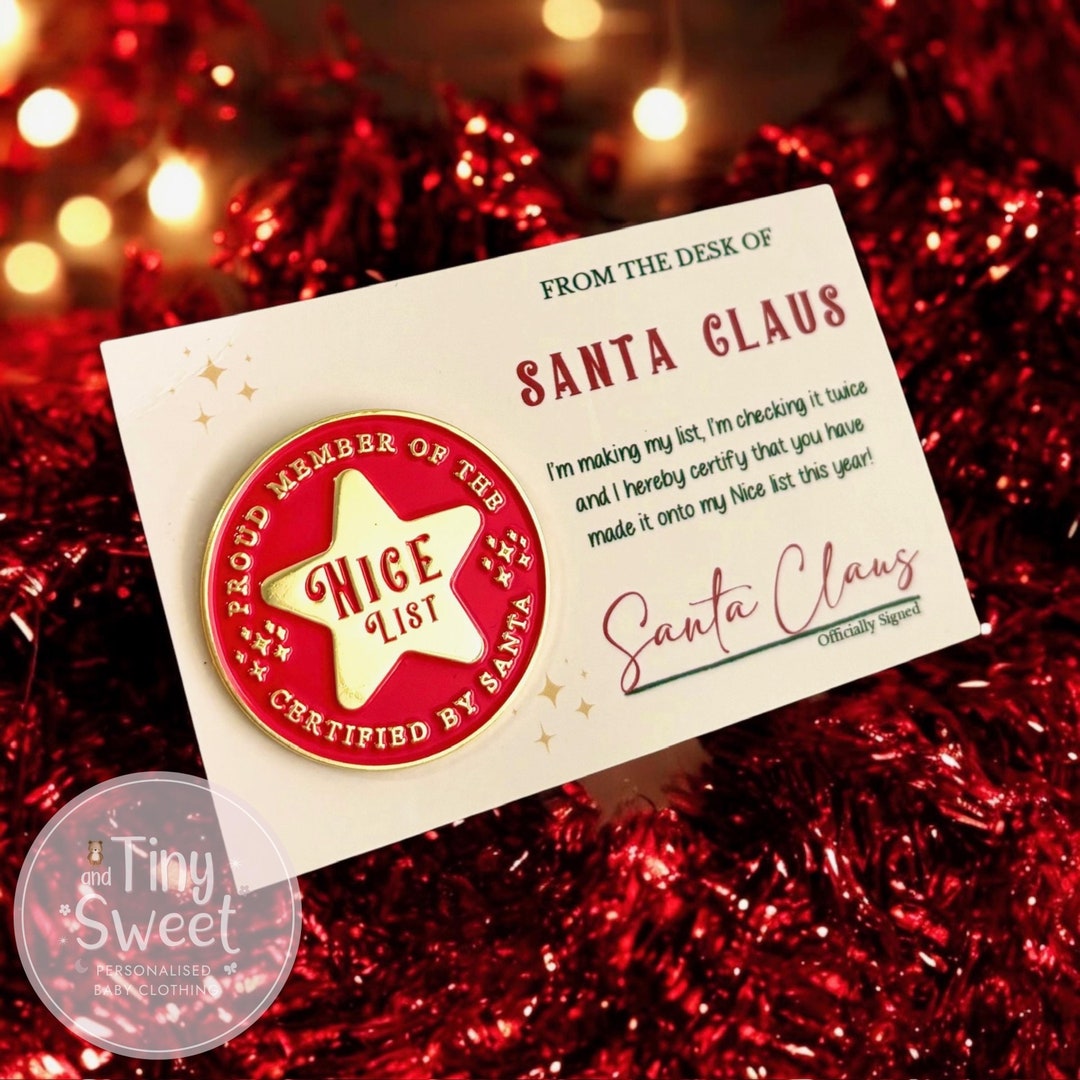 Official Santa Nice List Pin Badge, Stocking Filler, Letter to Santa ...