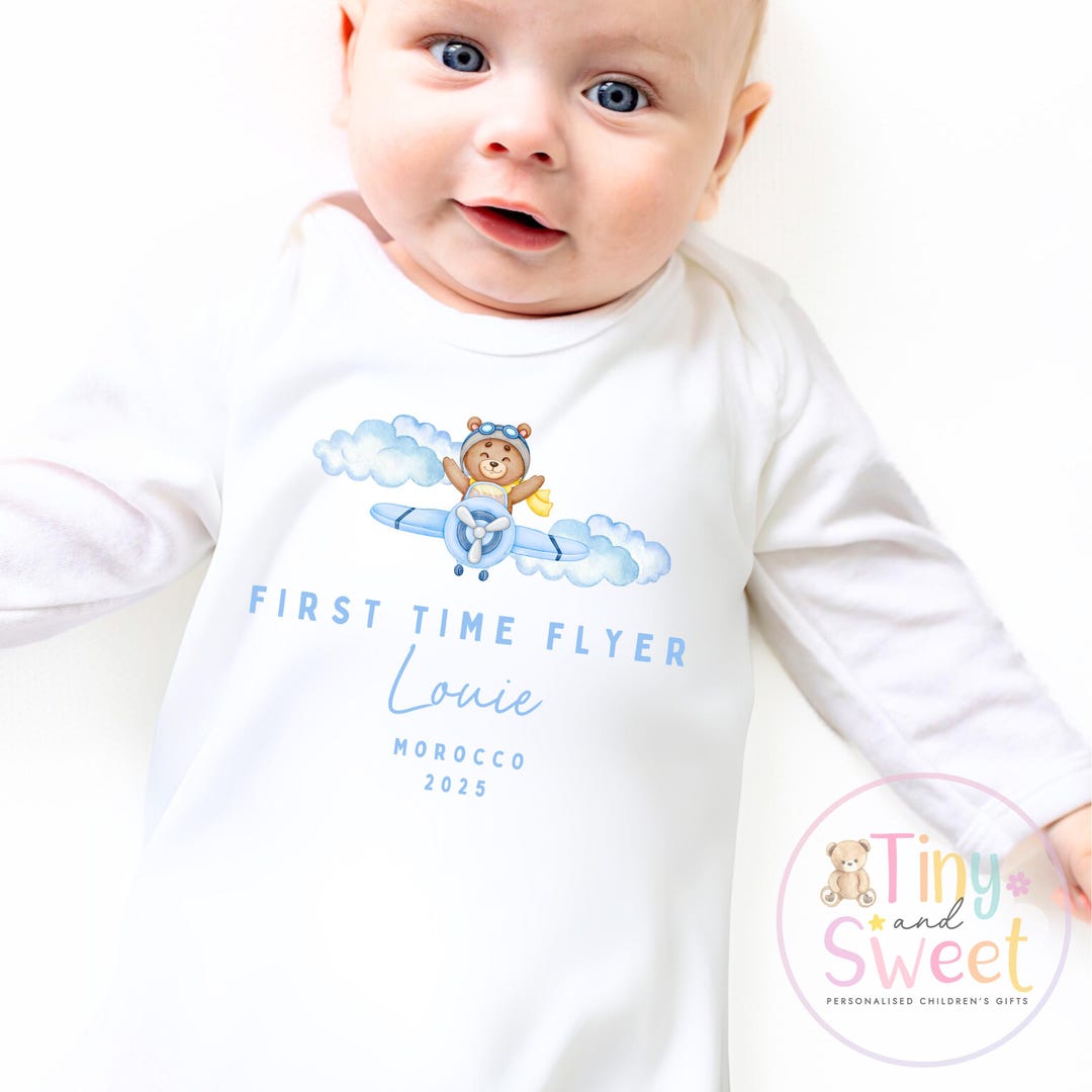 Personalised My First Flight Outfit , T-shirt, Vest or Sleepsuit, Baby ...