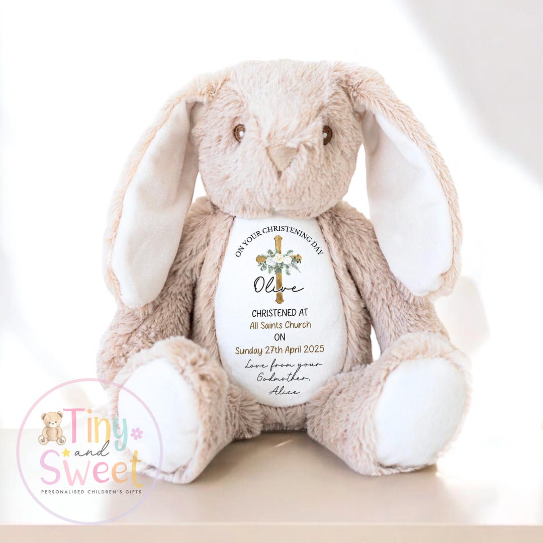 Personalised Christening Bunny Gift, Baptism, Dedication or Holy ...
