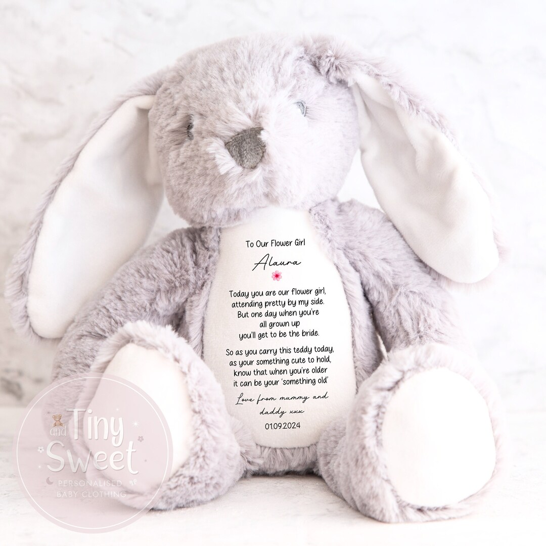 Personalised Flower Girl Bunny Plush - Wedding Thank You Gift for ...