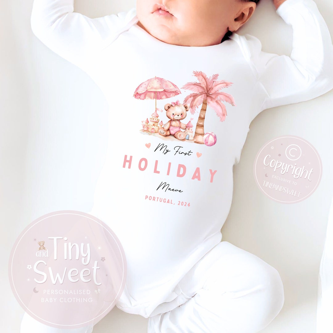 Personalised My First Holiday Baby Vest, First Holiday Bodysuit, First ...