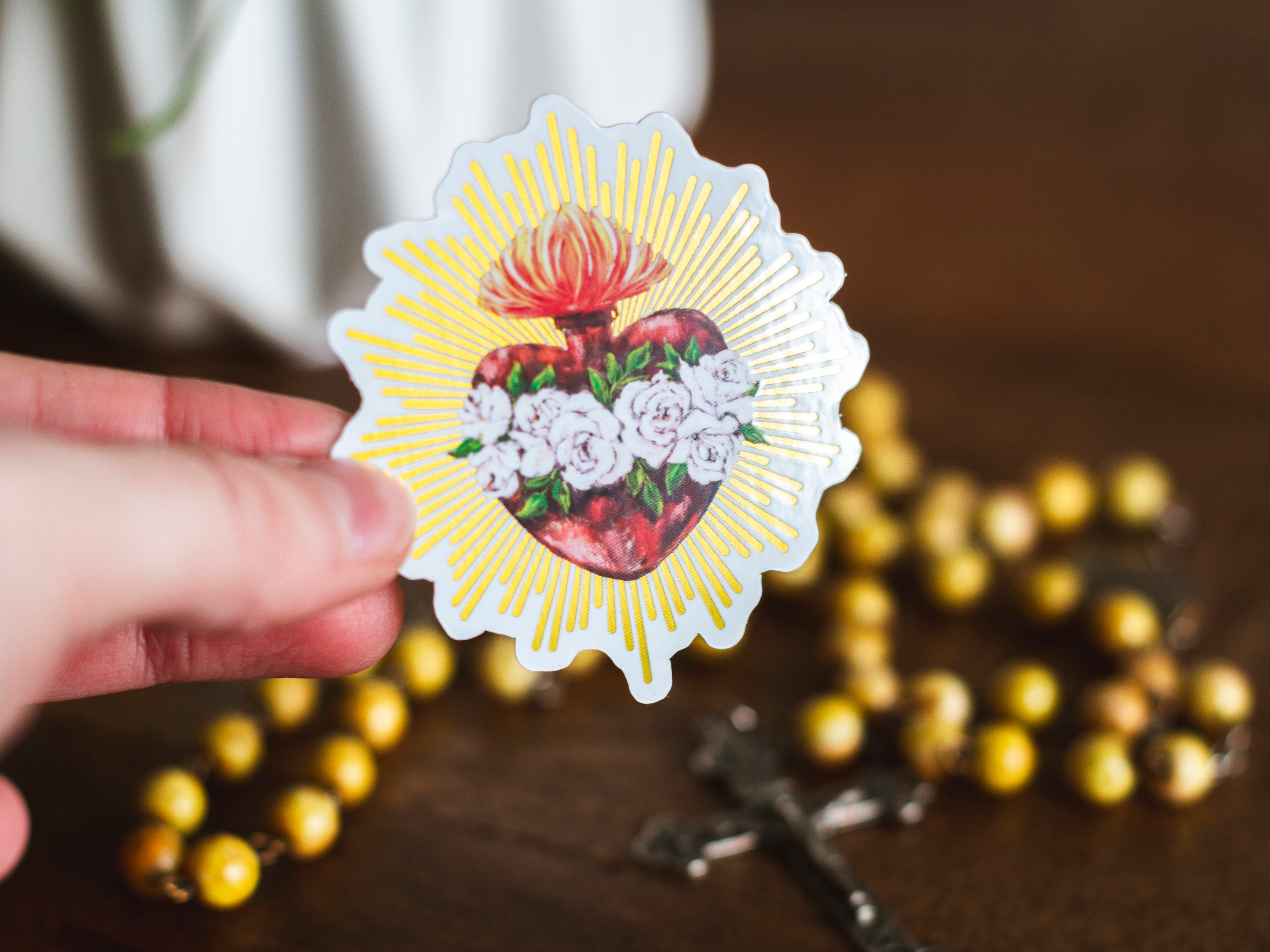 Immaculate Heart of Mary Sticker: Metallic Vinyl Marian Art - Etsy