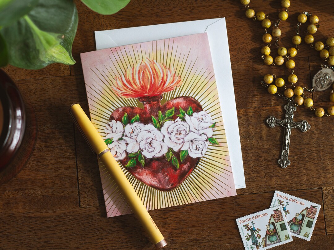 Immaculate Heart of Mary Card: Gold Foil Catholic Greeting Card - Etsy