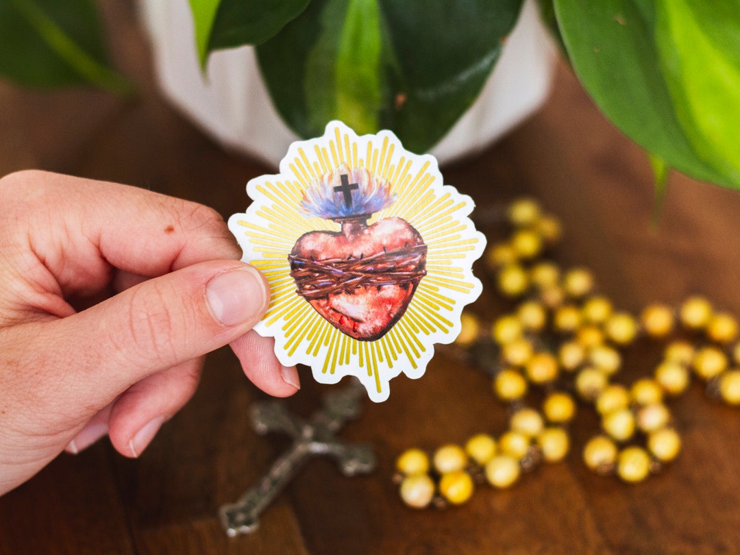 Sacred Heart of Jesus Sticker: Metallic Catholic Art - Etsy