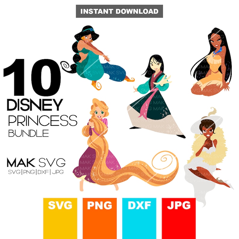 Disney Princess, Princess Bundle Svg, Disney Svg, Princess Svg, Png ...