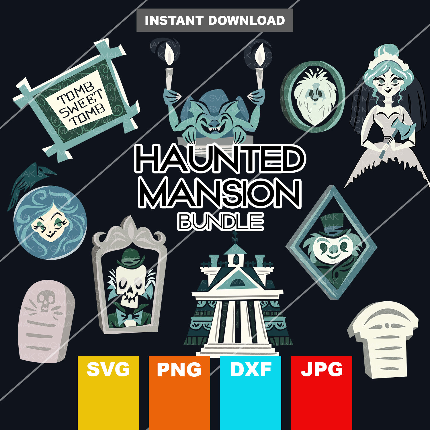 Haunted Mansion Inspired Vector Cut Files, Haunted Mansion Svg File ...
