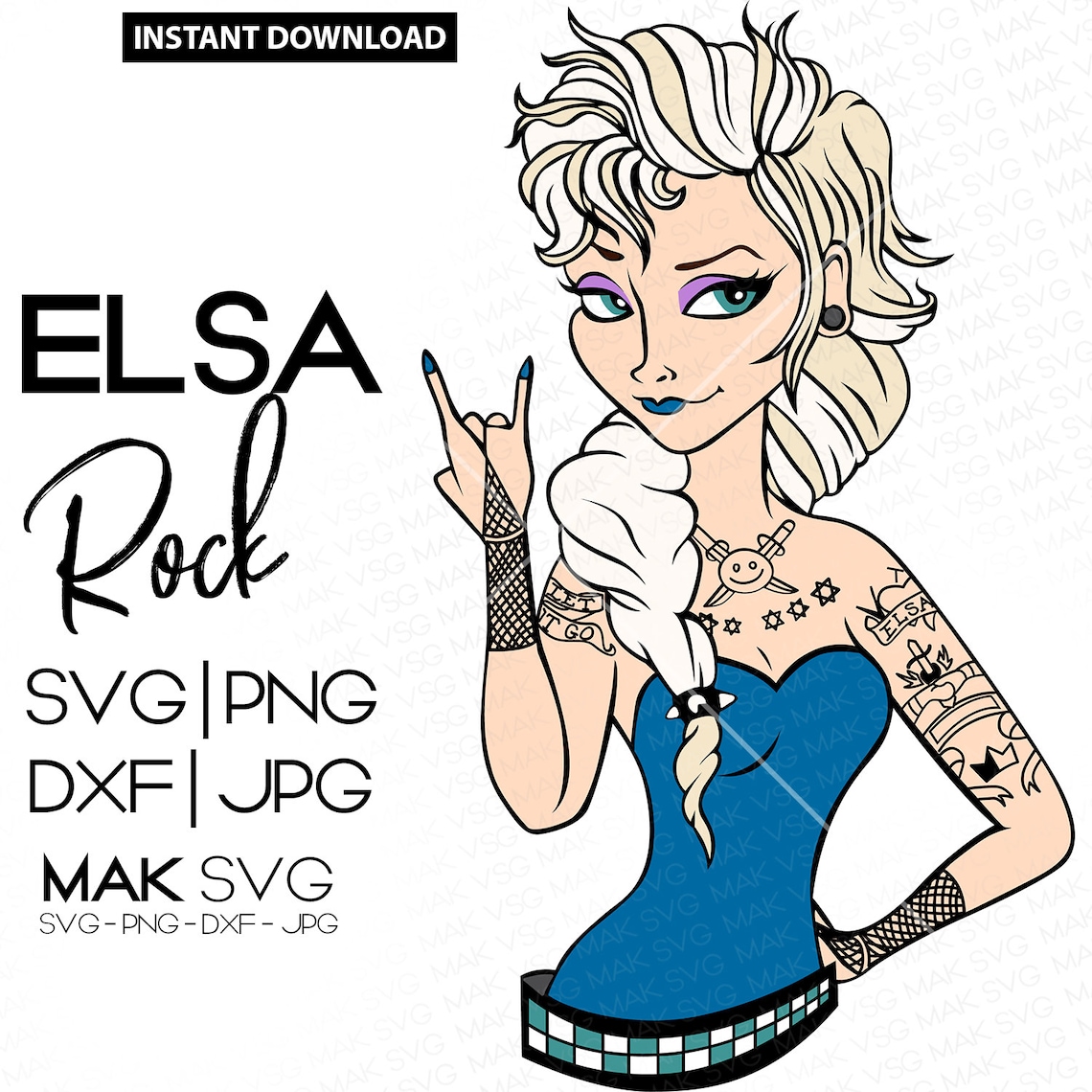 Elsa Punk Svg, Frozen Svg, Elsa Svg, Frozen Cut File, Frozen Cricut ...
