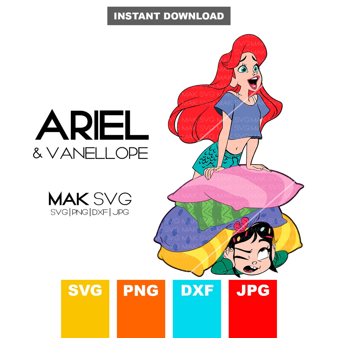 Ariel and Vanellope Svg, Little Mermaid Svg, Ariel Svg, Mermaid Svg ...