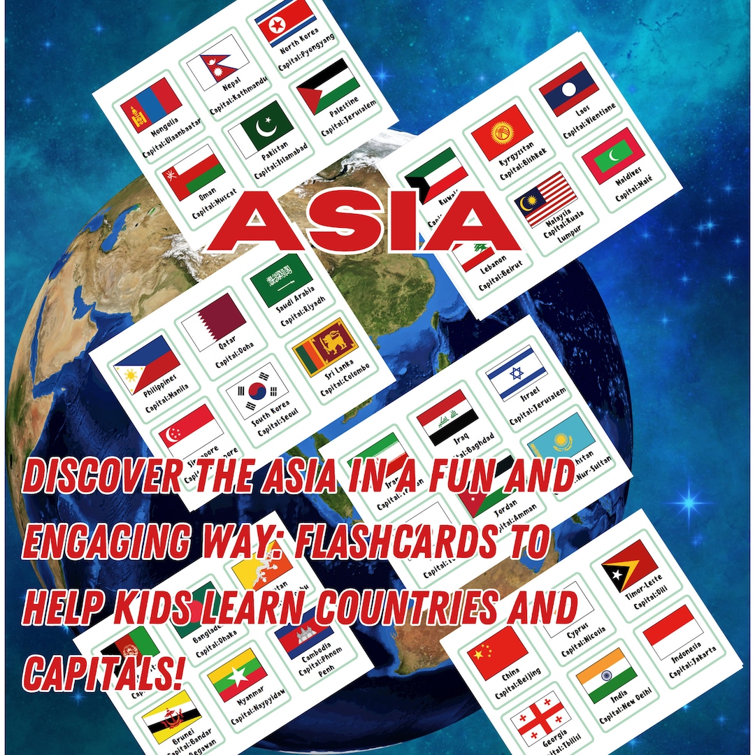 Asian Countries and Capitals Flashcards Set: A Digital - Etsy