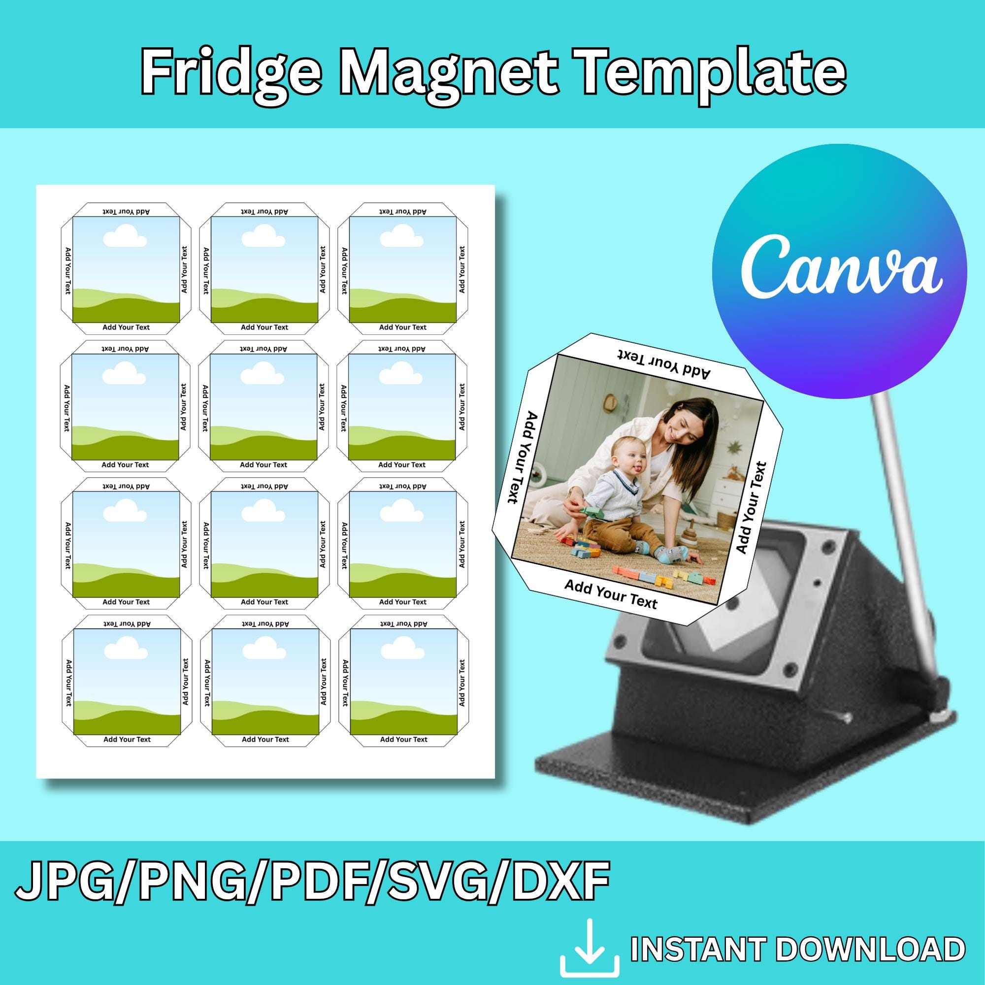 2x2 Photo Fridge Magnet Template: DIY Custom Design (canva Editable ...