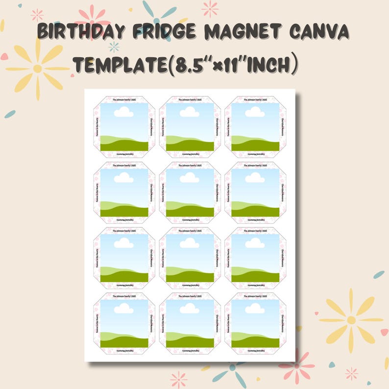 Square Fridge Magnet Template, Editable Photo Magnet, DIY Canva ...
