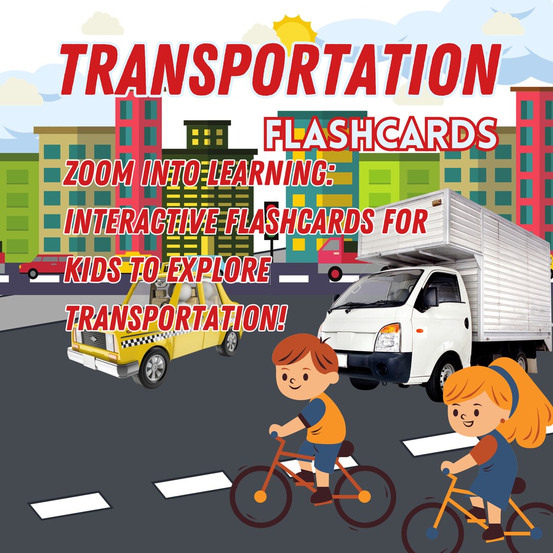 Vibrant Vehicle Flashcards for Kids Digital Learning Tool - Etsy