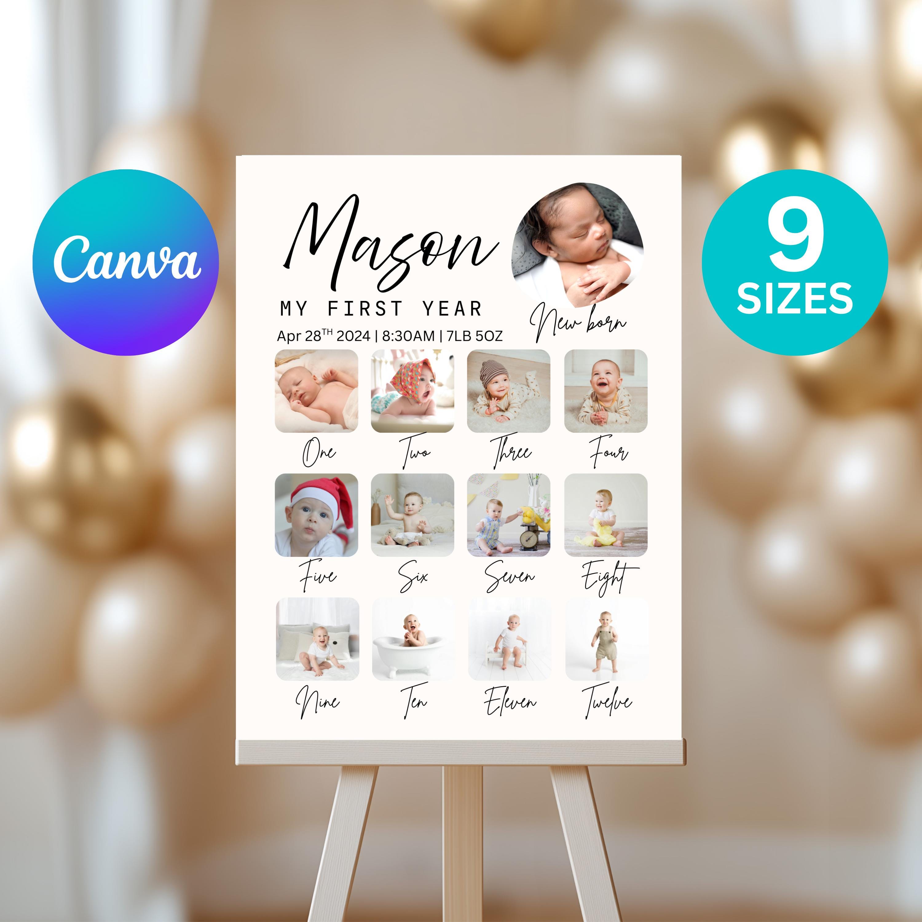 Printable Baby's First Year Poster Template, Baby 1st Birthday ...
