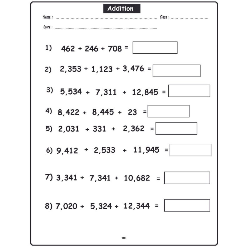 5 Grade Math Worksheet,math for Kids,homeschool Education,instant ...