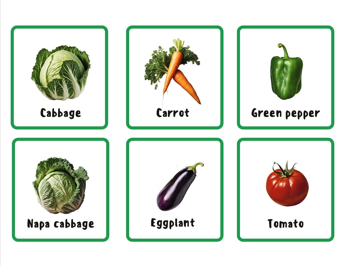 Vibrant Veggie Flashcards for Kids Digital Learning Tool - Etsy