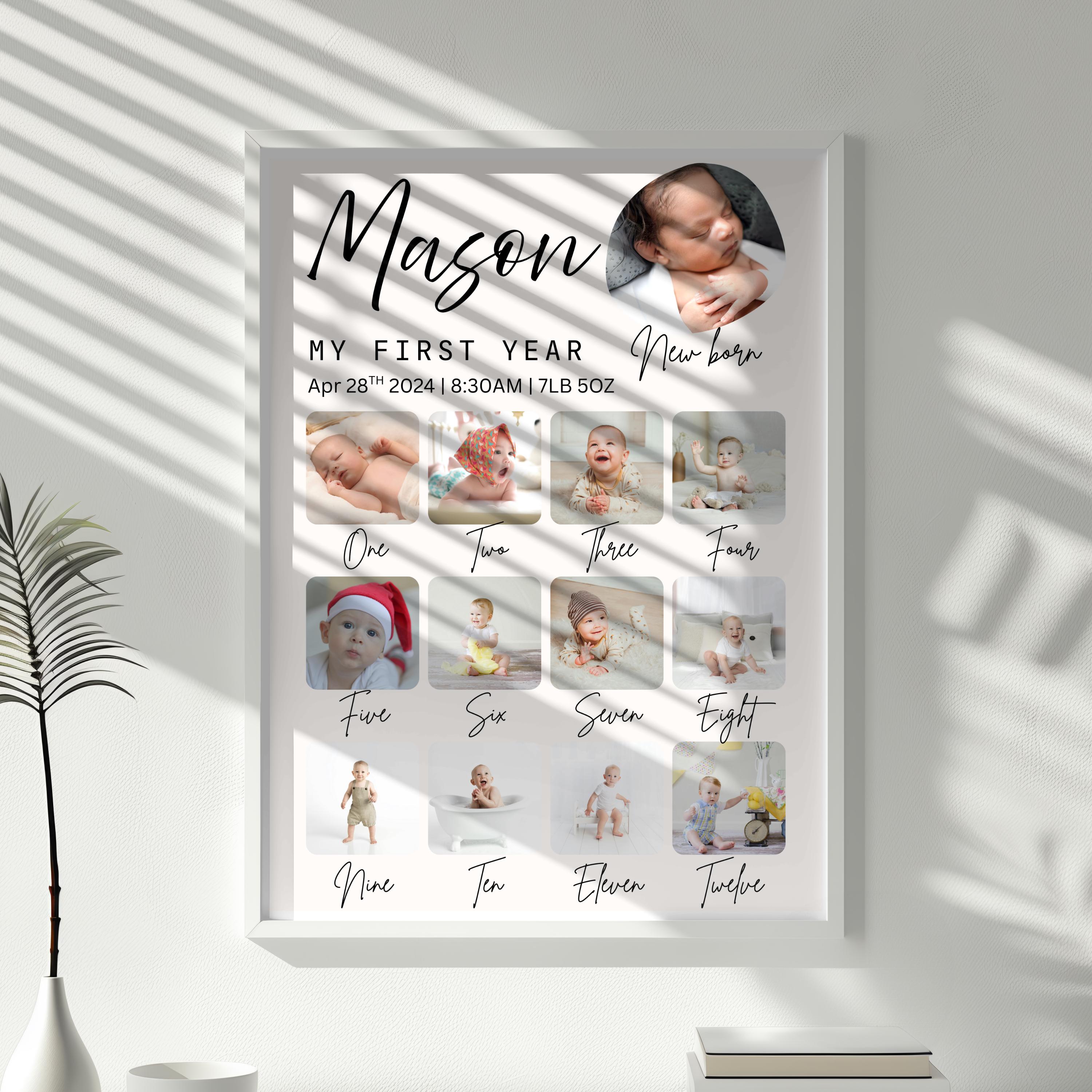 Printable Baby's First Year Poster Template, Baby 1st Birthday ...