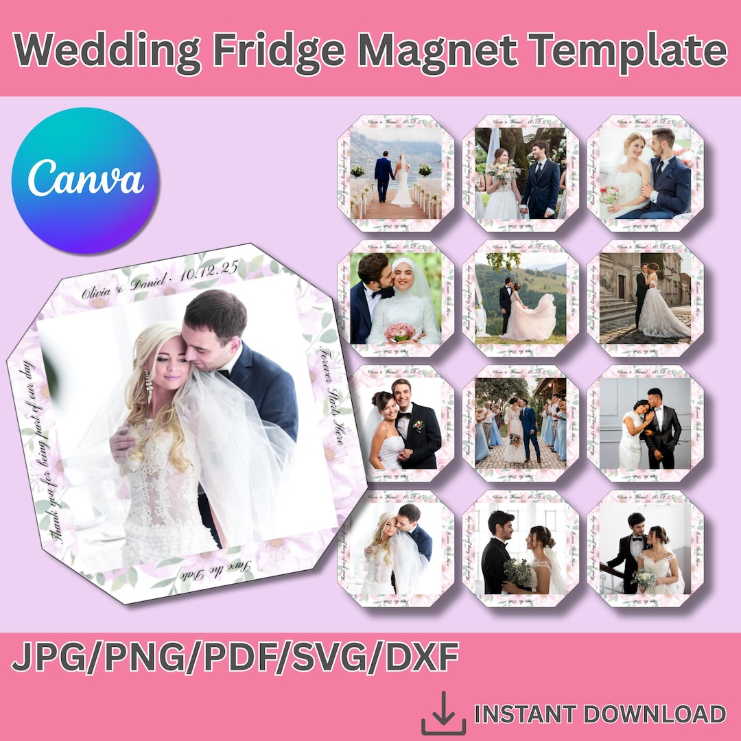 Fridge Magnet Template, 2x2 Square Magnet, Editable Canva Photo Magnet ...