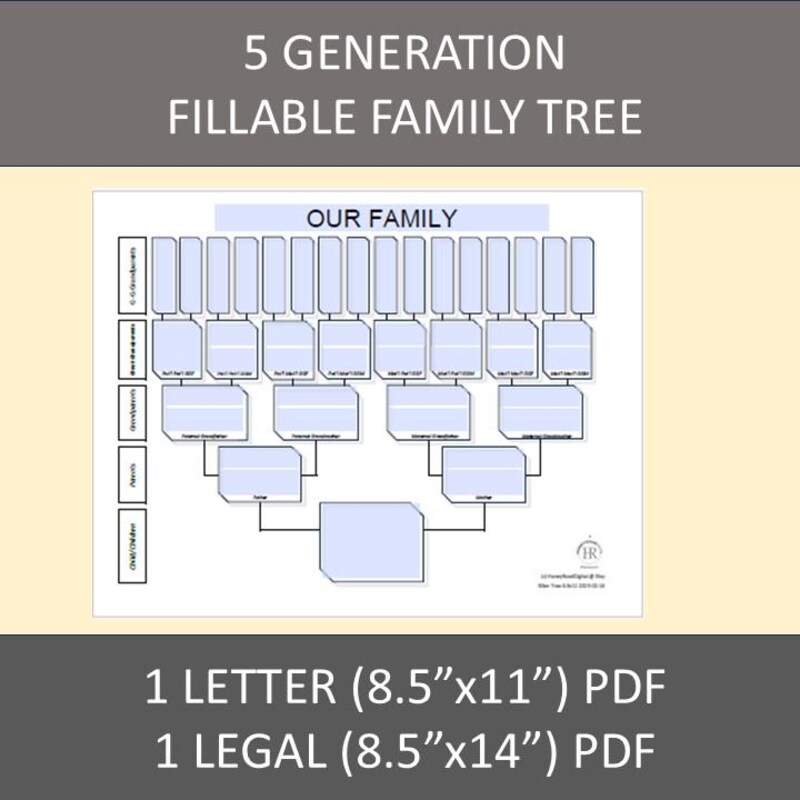 Family Tree 5 Generations - Etsy