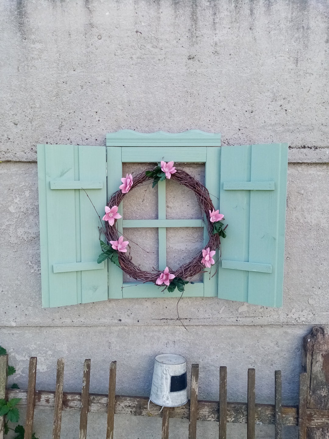 Decorative Wood Window Frame for Wall Decor Heart, Old Windows, Rustic ...