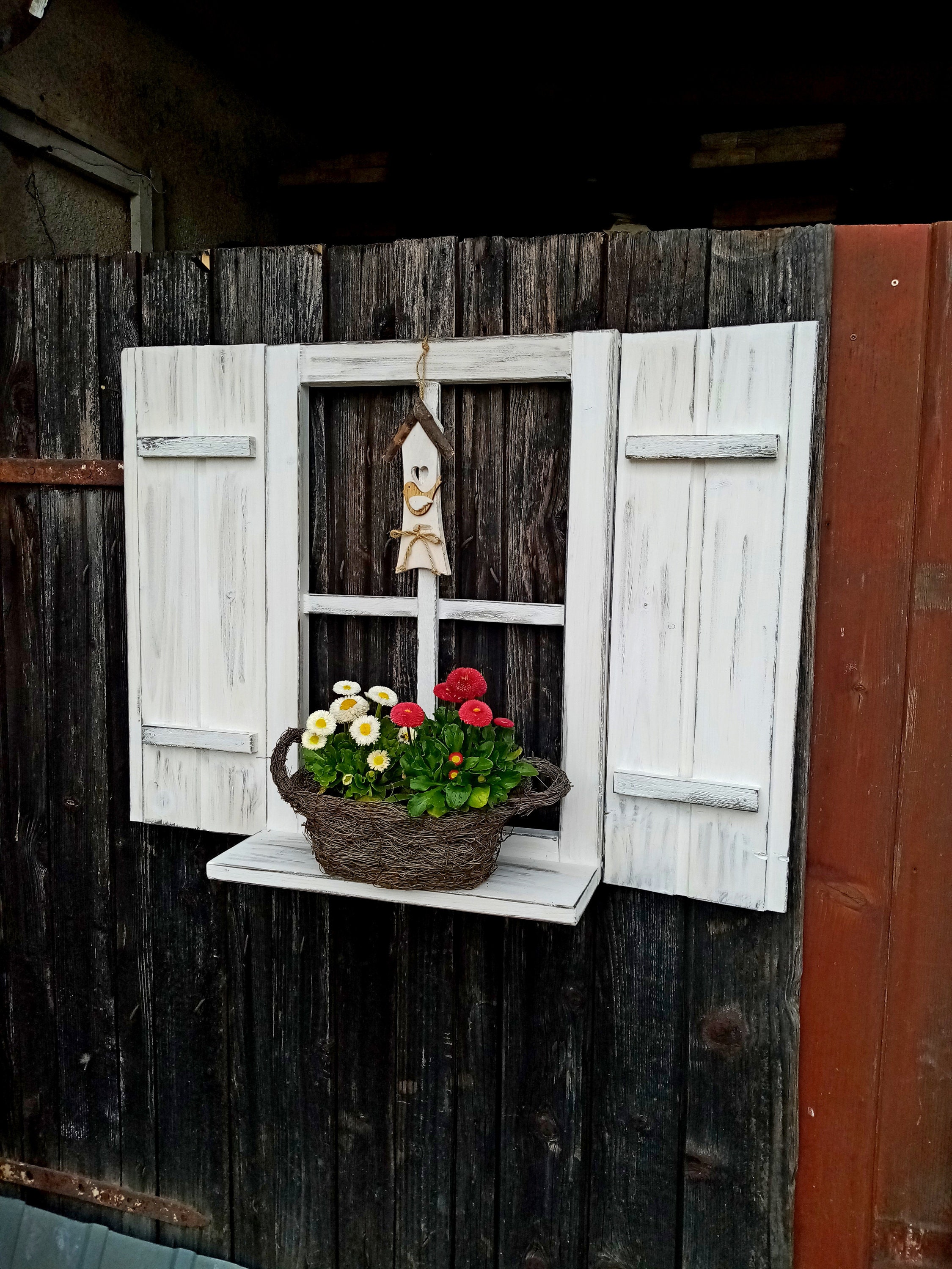 Decorative Wood Window Frame With Shelf Old Windows Rustic - Etsy