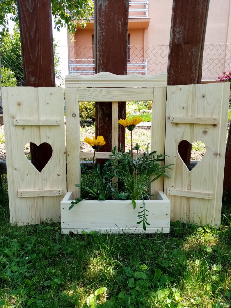 Decorative Wood Window Frame for Wall Decor Heart, Old Windows, Rustic ...
