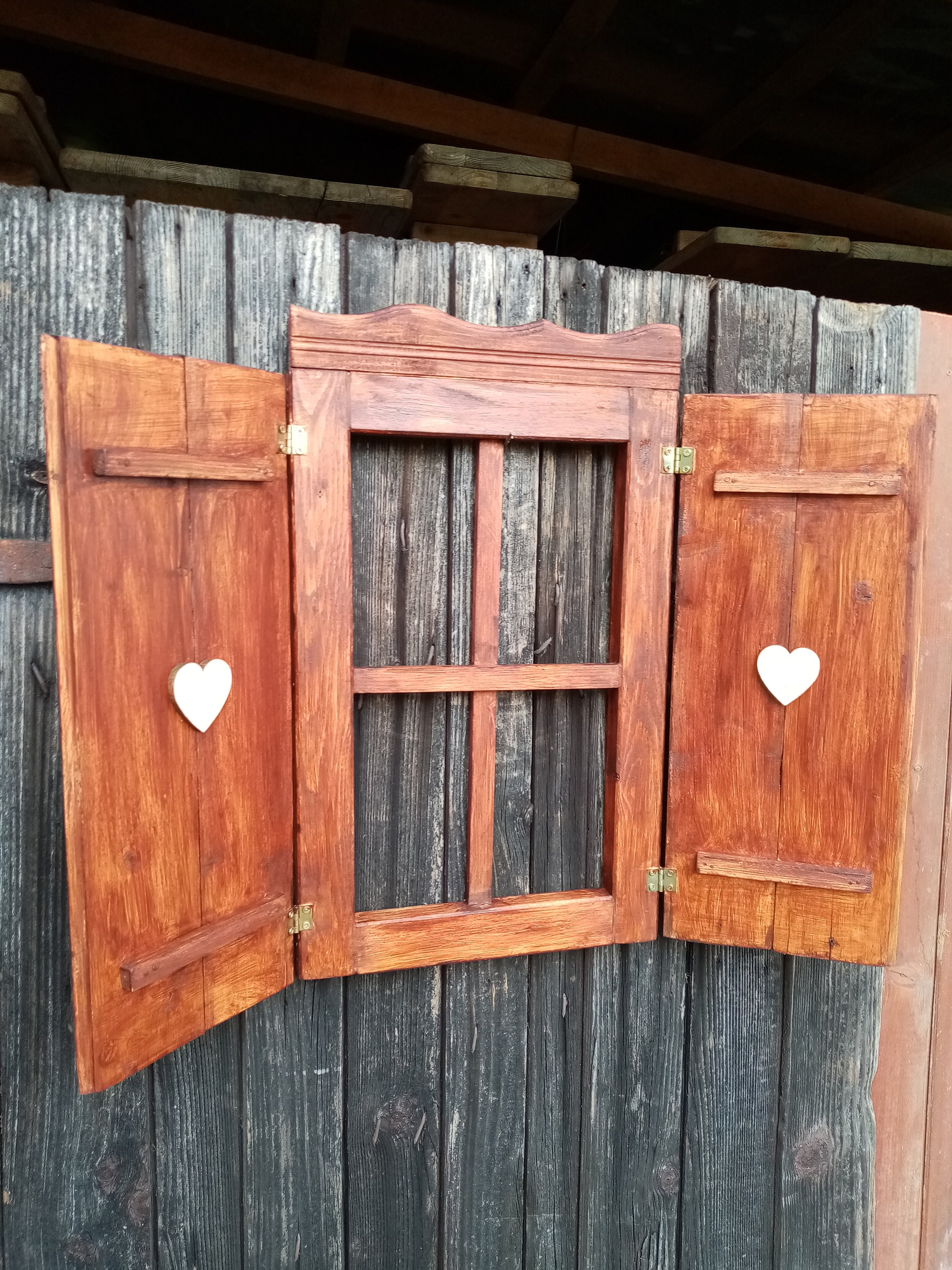 Decorative Wood Window Frame for Wall Decor Heart, Old Windows, Rustic ...