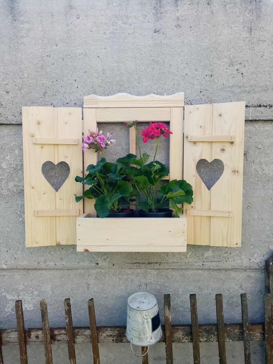 Decorative Wood Window Frame for Wall Decor Heart, Old Windows, Rustic ...