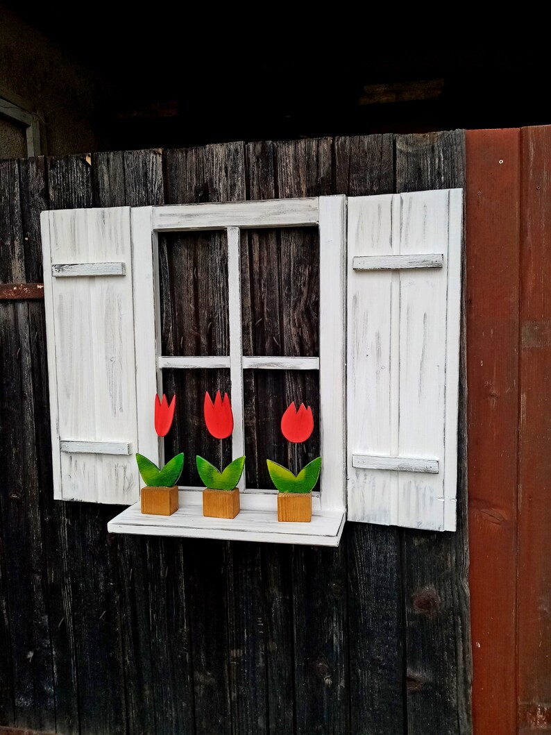 Decorative Wood Window Frame With Shelf Old Windows Rustic - Etsy