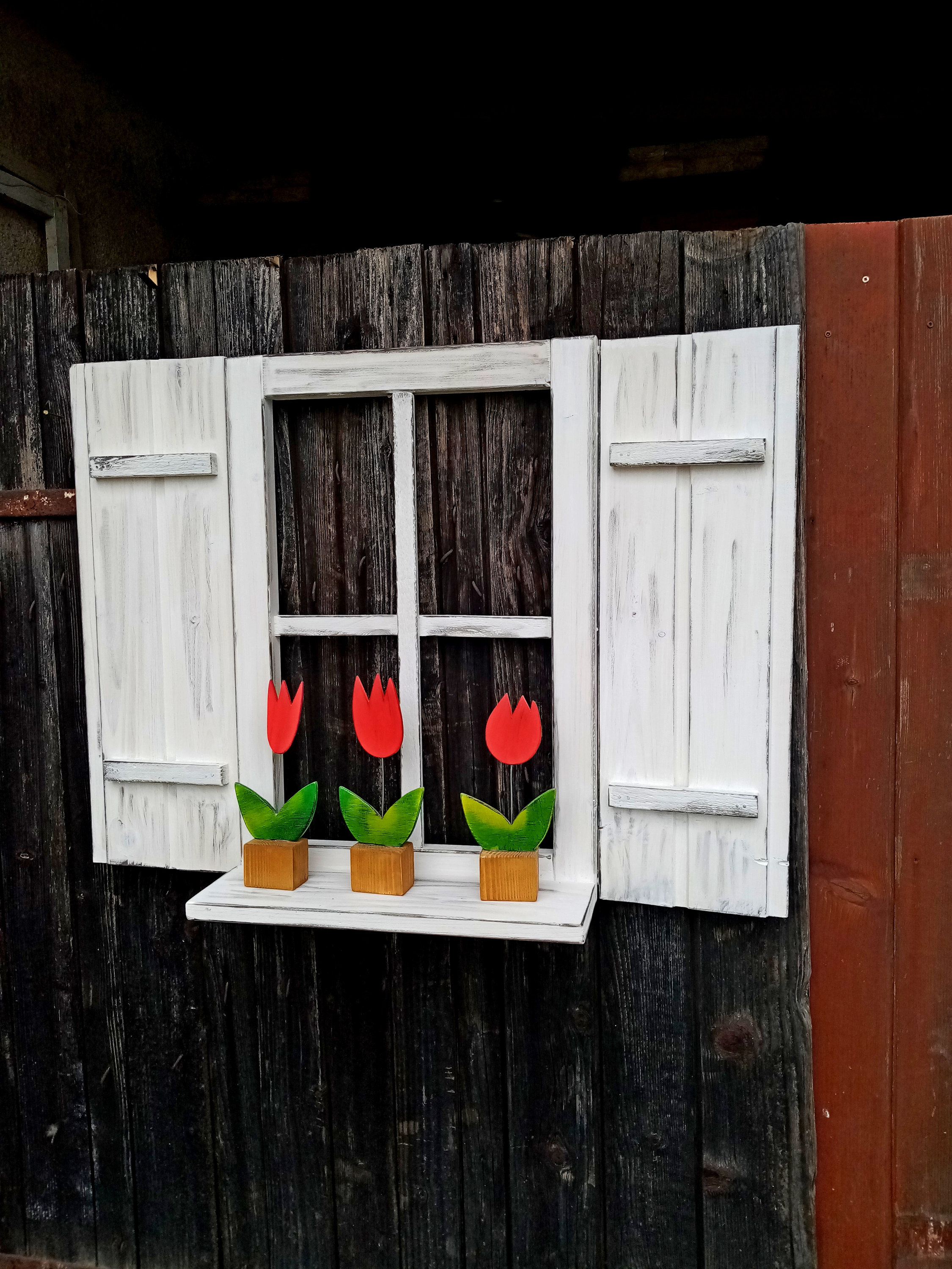 Decorative Wood Window Frame With Shelf Old Windows Rustic - Etsy
