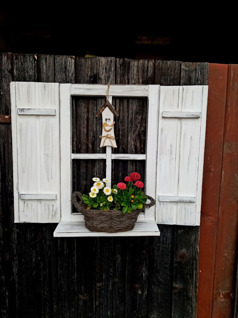 Decorative Wood Window Frame With Shelf Old Windows Rustic - Etsy