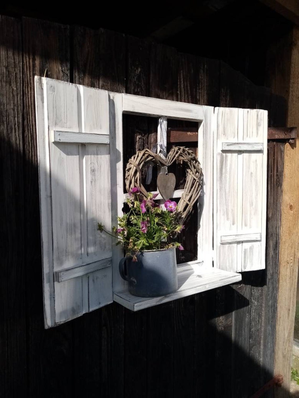 Decorative Wood Window Frame With Shelf Old Windows Rustic - Etsy