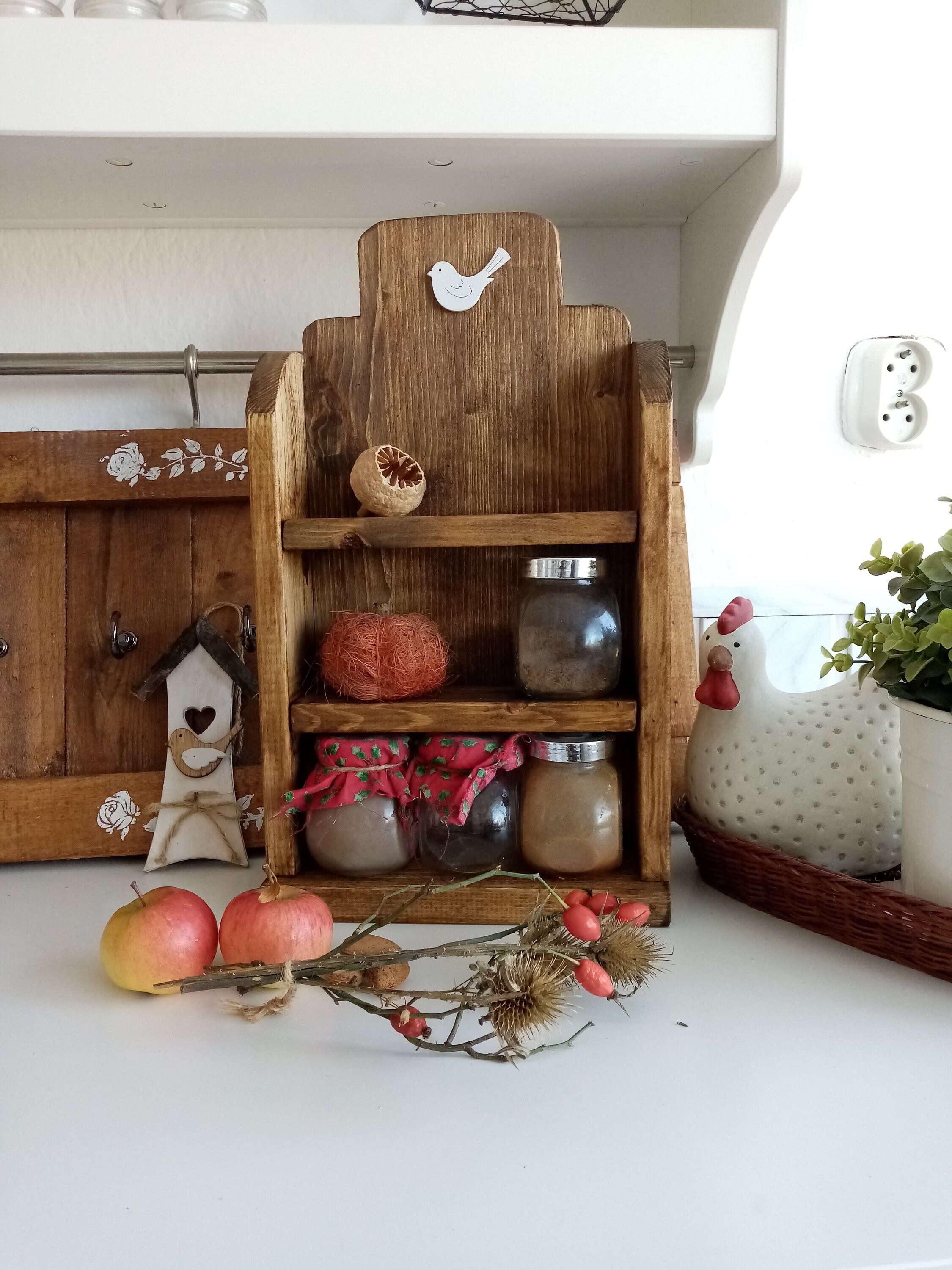 Wood Spice Rack Organizer in Vintage Style Table Top Spice - Etsy Singapore