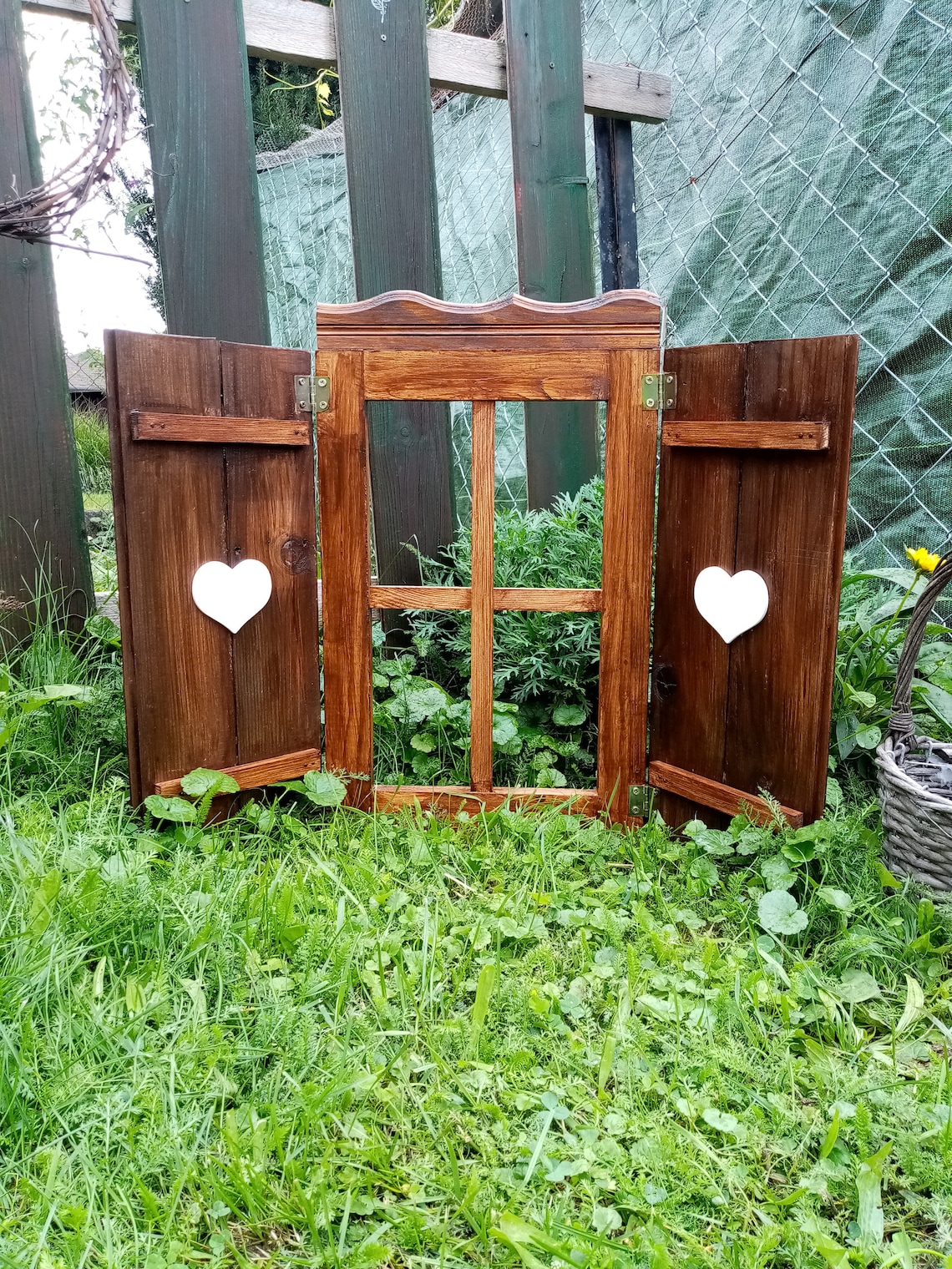 Decorative Wood Window Frame for Wall Decor Heart, Old Windows, Rustic ...