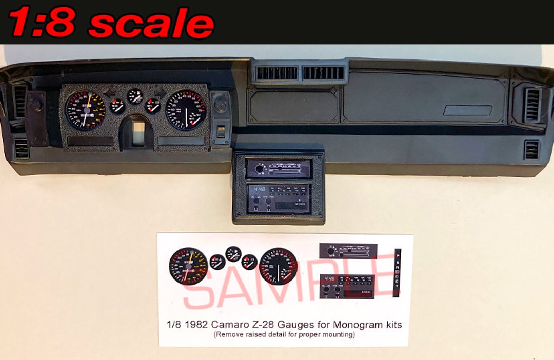1/8 Scale 1982 Camaro Z-28 Gauge Faces for 1/8 Scale Monogram Model Car ...