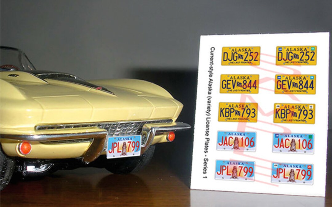 Current Style ALASKA Miniature LICENSE PLATES for 1/25 Scale Model Cars ...