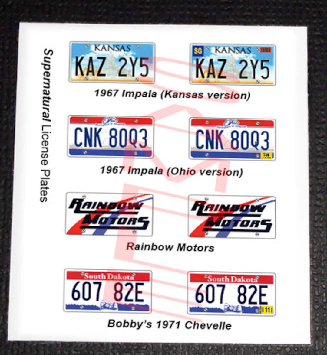 SUPERNATURAL T.V. Show Miniature License Plates for 1/25 Scale MODEL ...