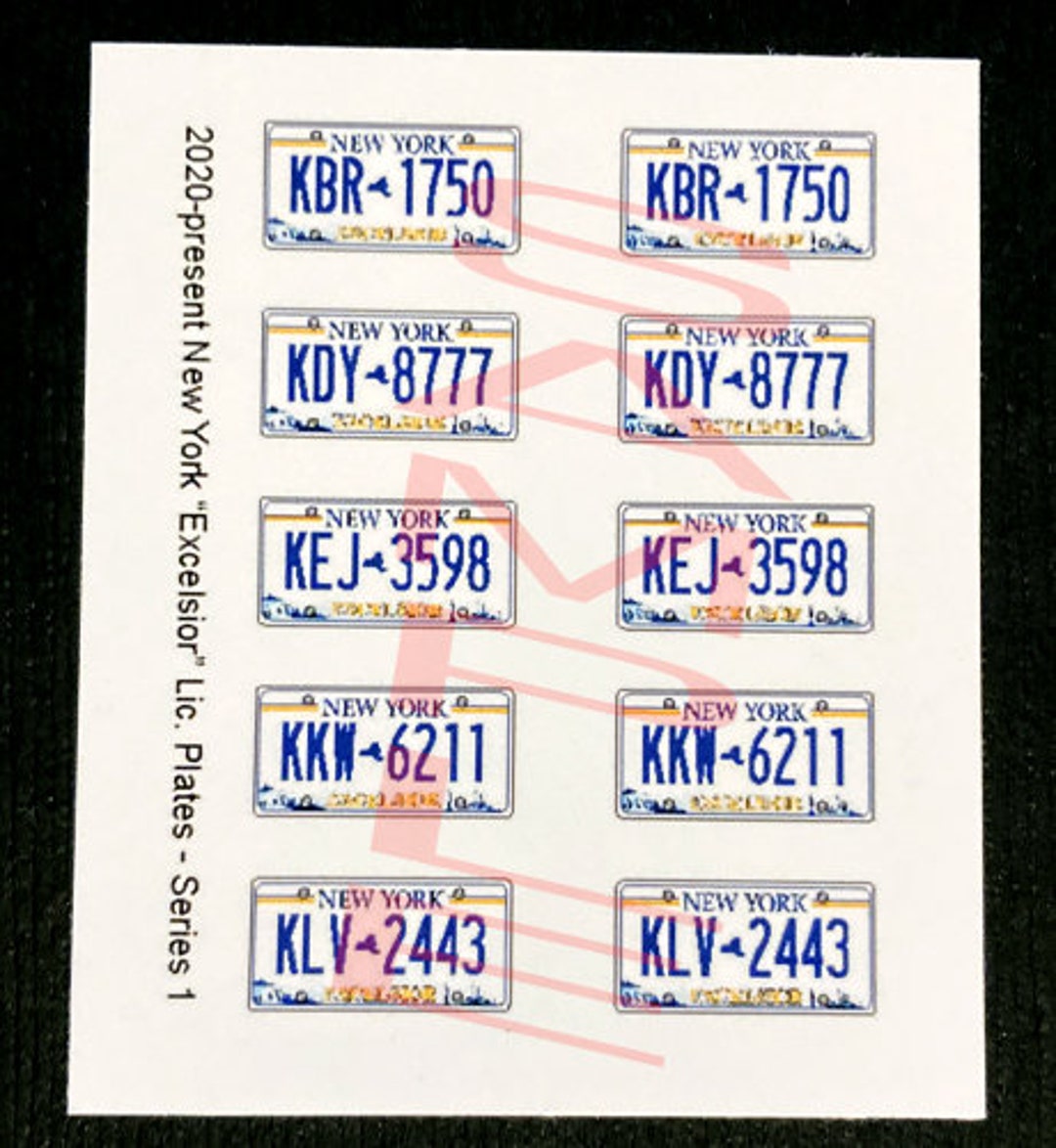 NEW YORK Miniature License Plates for 1/25 Scale MODEL Cars, Current ...