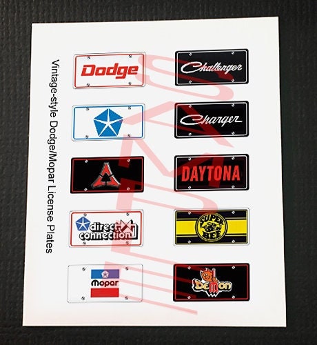 Vintage Style Dodge MOPAR Miniature License Plates for 1/25 Scale MODEL ...