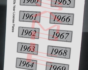 Scale Model Car Assorted USA License Plates State Tags 1960s 1960 1/18 ...