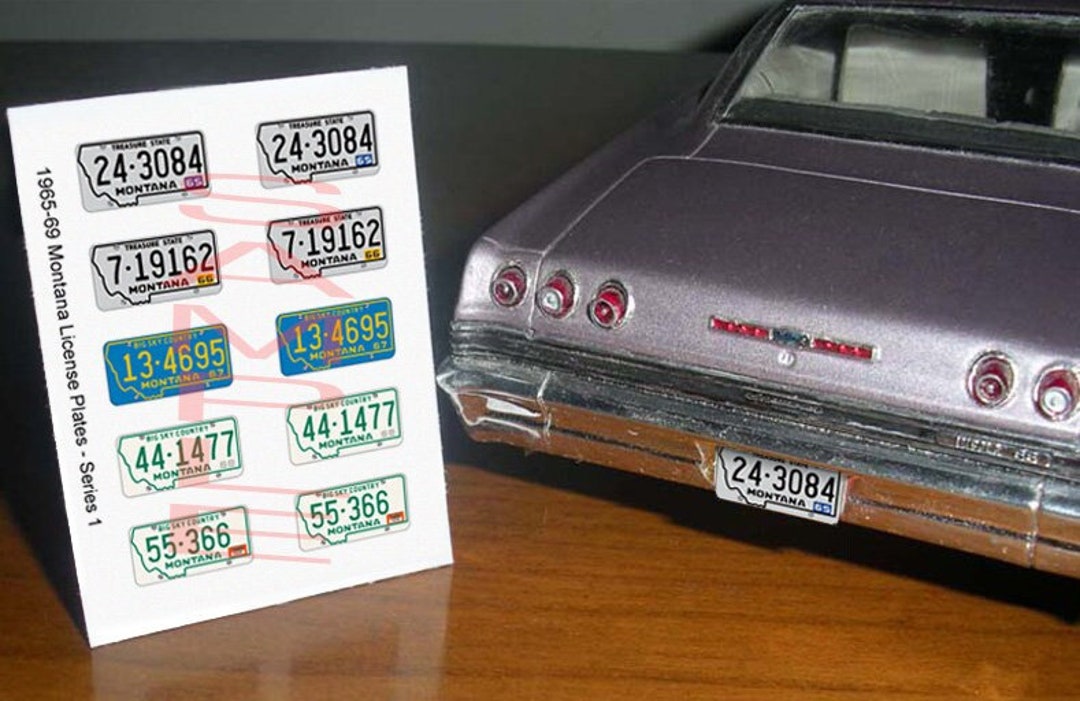 1965 - 1969 Montana MINIATURE License Plates for 1/25 Scale MODEL CARS ...