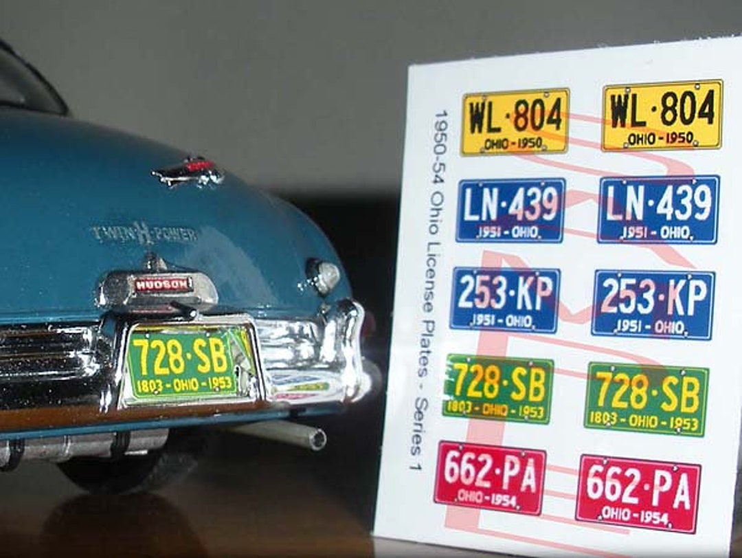 1950 - 1954 Ohio Miniature License Plates for 1/25 Scale Model Cars - Etsy