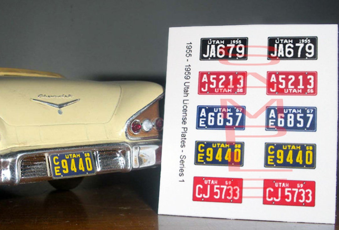 1955 - 1959 Utah Miniature LICENSE PLATES for 1/25 Scale MODEL Cars - Etsy