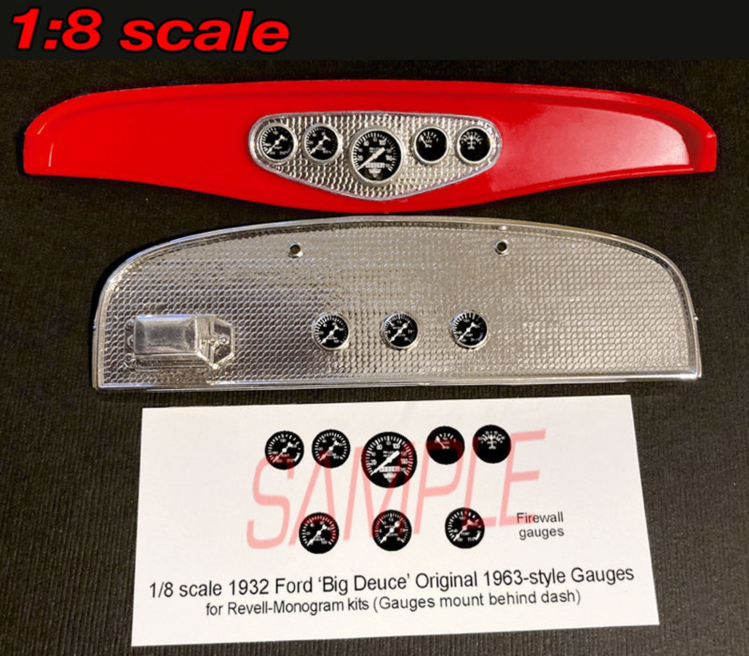 1/8 Scale 1963 Style Gauge Faces for Revell and Monogram Big Deuce and ...